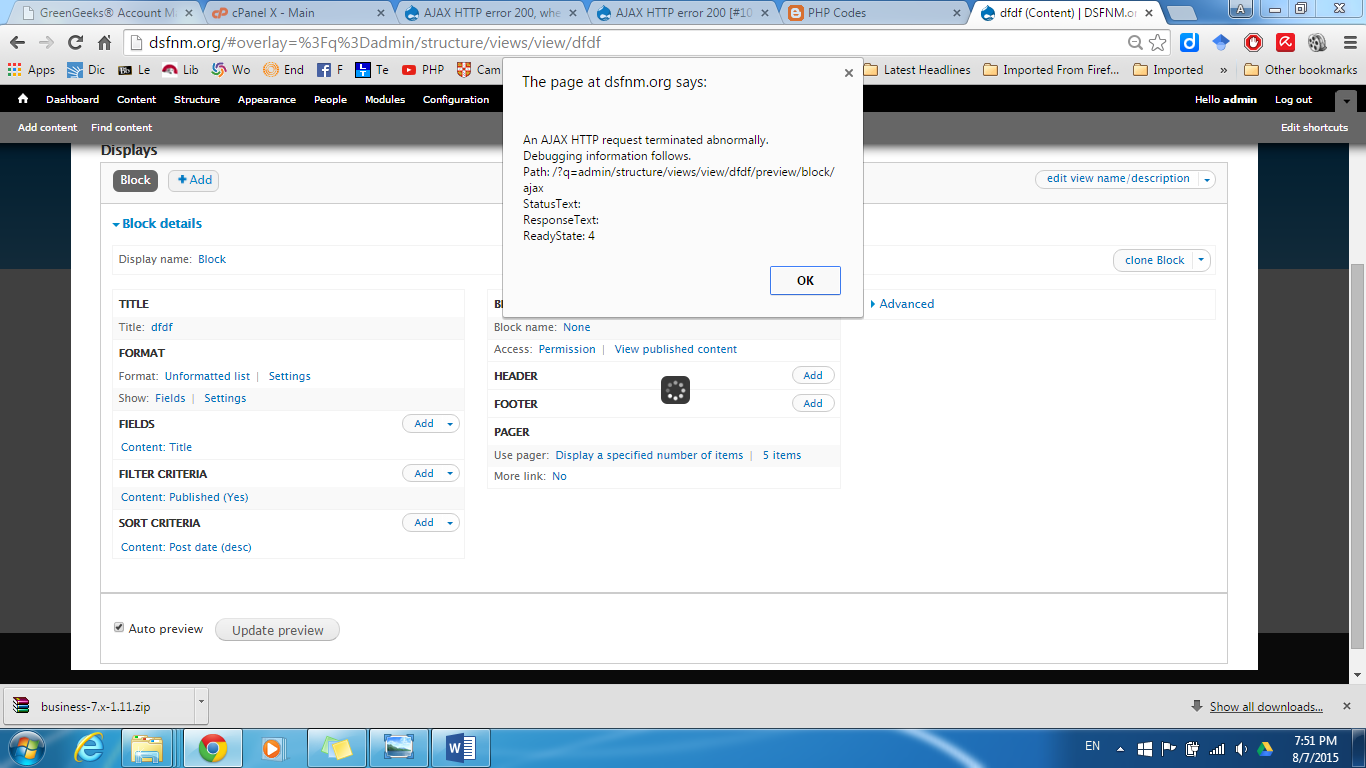 Error 500 Ajax [#2351135] | Drupal.org